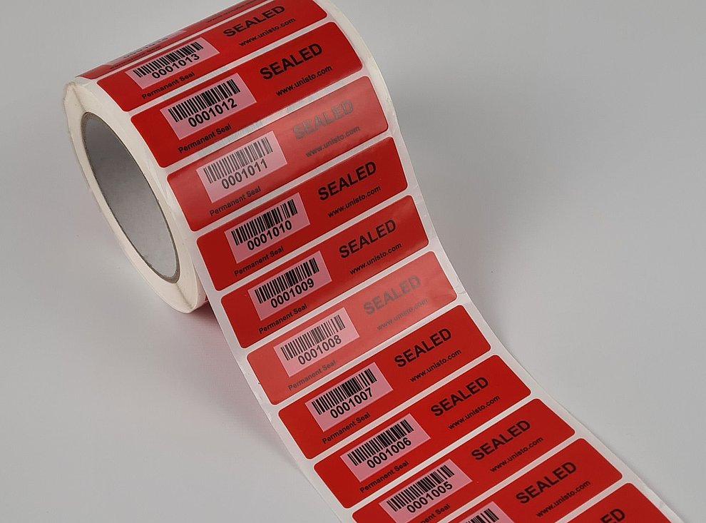 Permanent Tamper Evident labels: Unisto Security Seals United Kingdom
